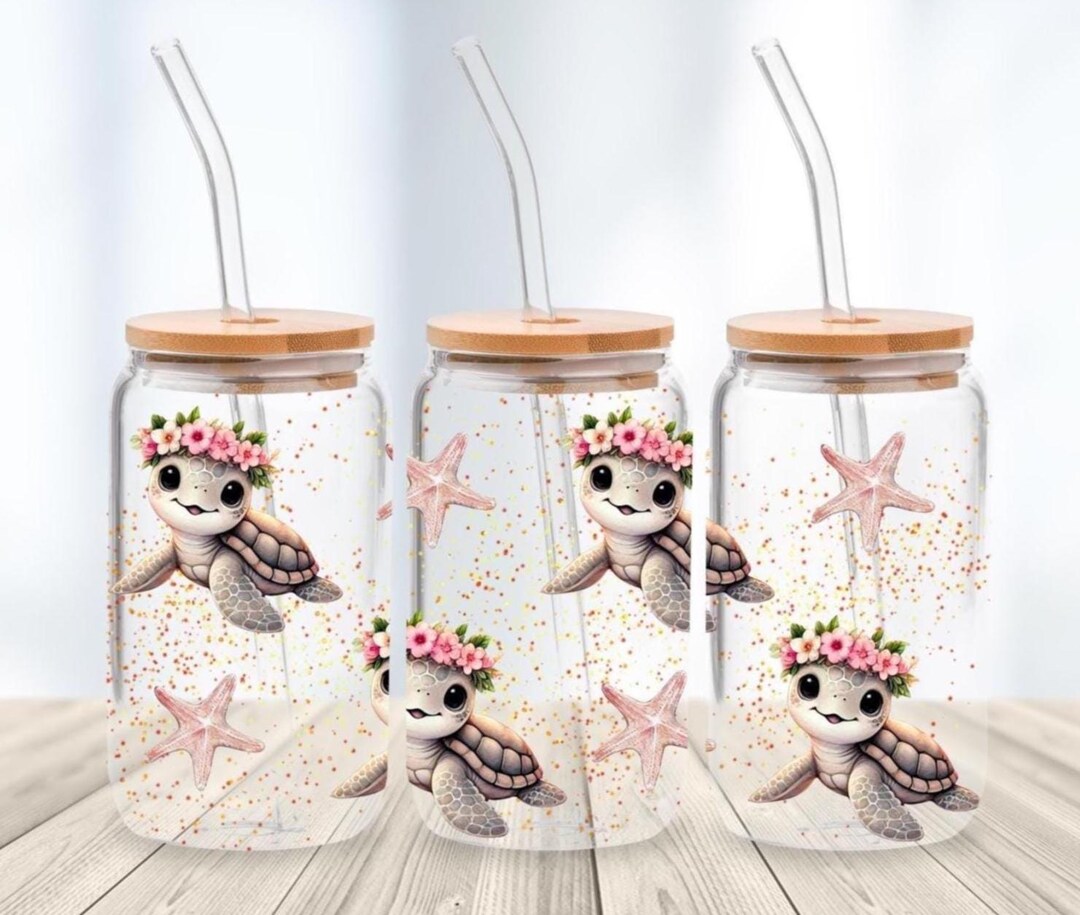 Turtles Libbey Glass Can Wrap PNG: Summer Tumbler Sublimation (digital ...