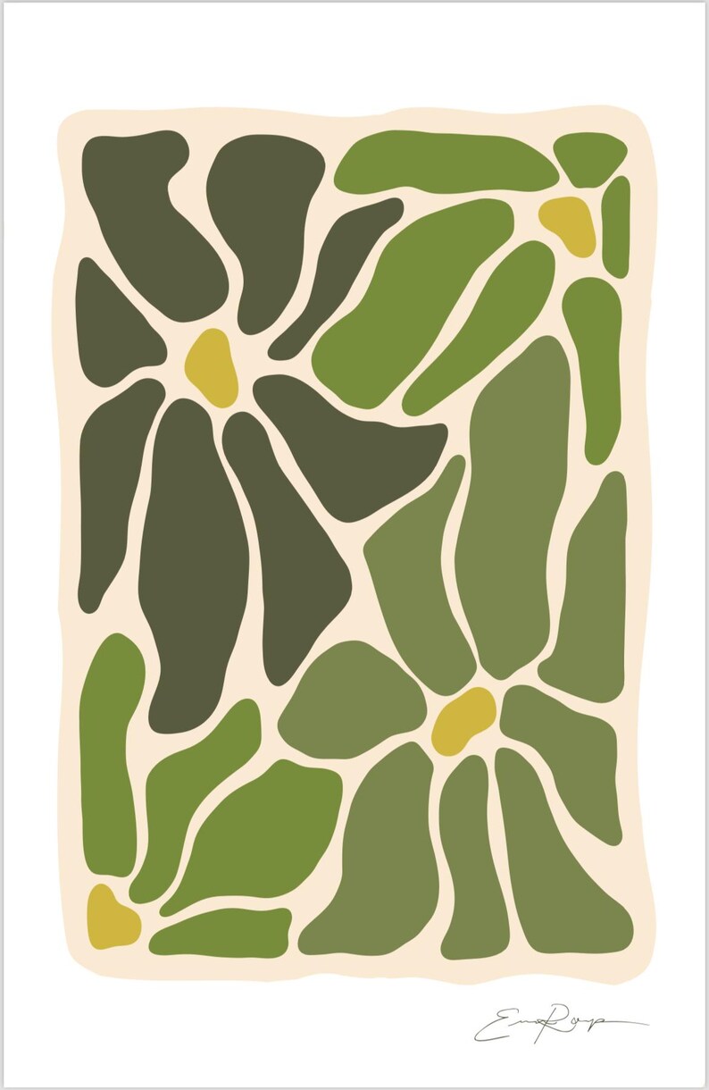 Flower Poster Wall Art green - Etsy