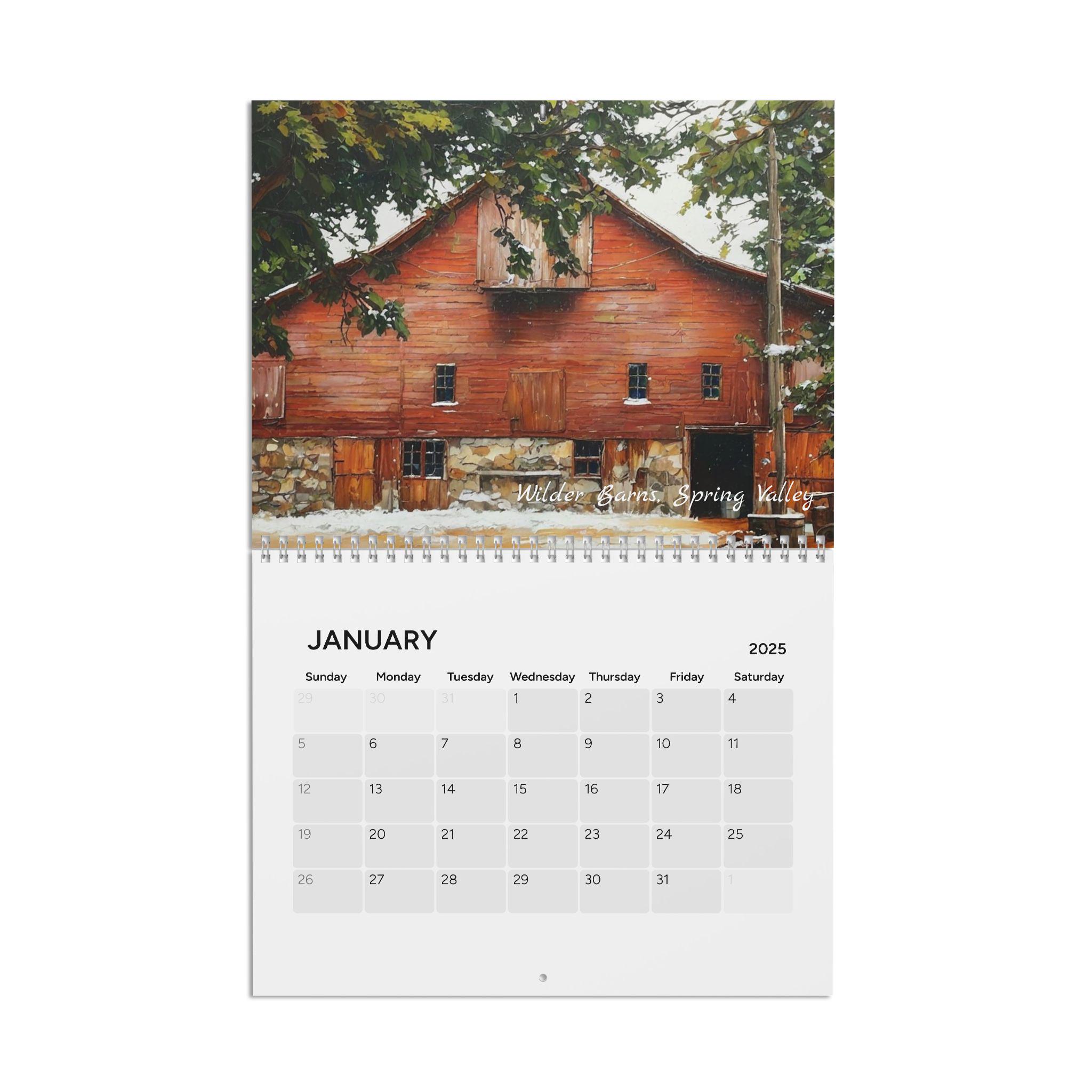 Little House Scenes Wall Calendar (2025 Grid) Gift for Little House on ...