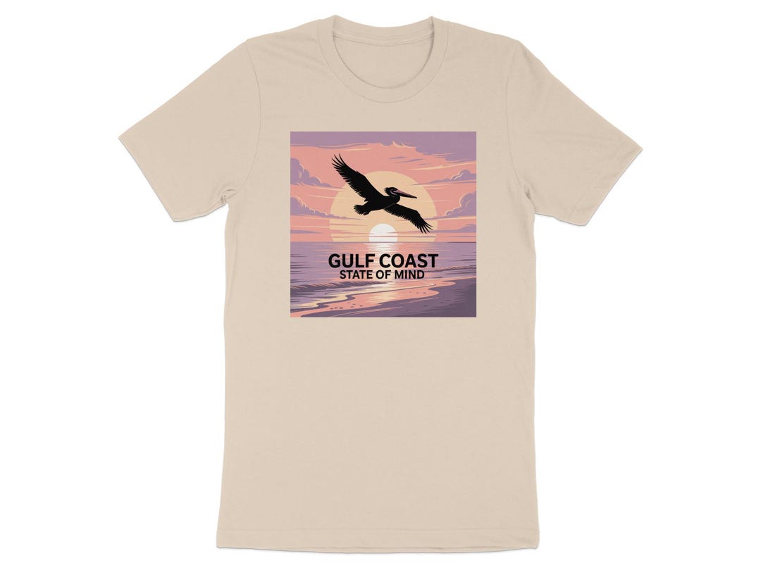 Pelican T-shirt, Gulf Coast Shirt, Graphic Tee, Pastel Sunset, Beach ...