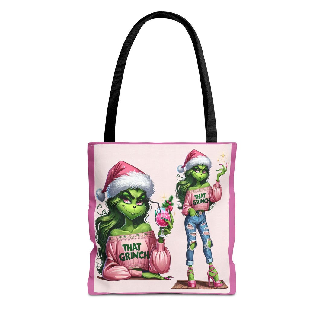 Sassy Female Grinch Tote Bag, Funny Christmas Shopping Bag, Reusable ...
