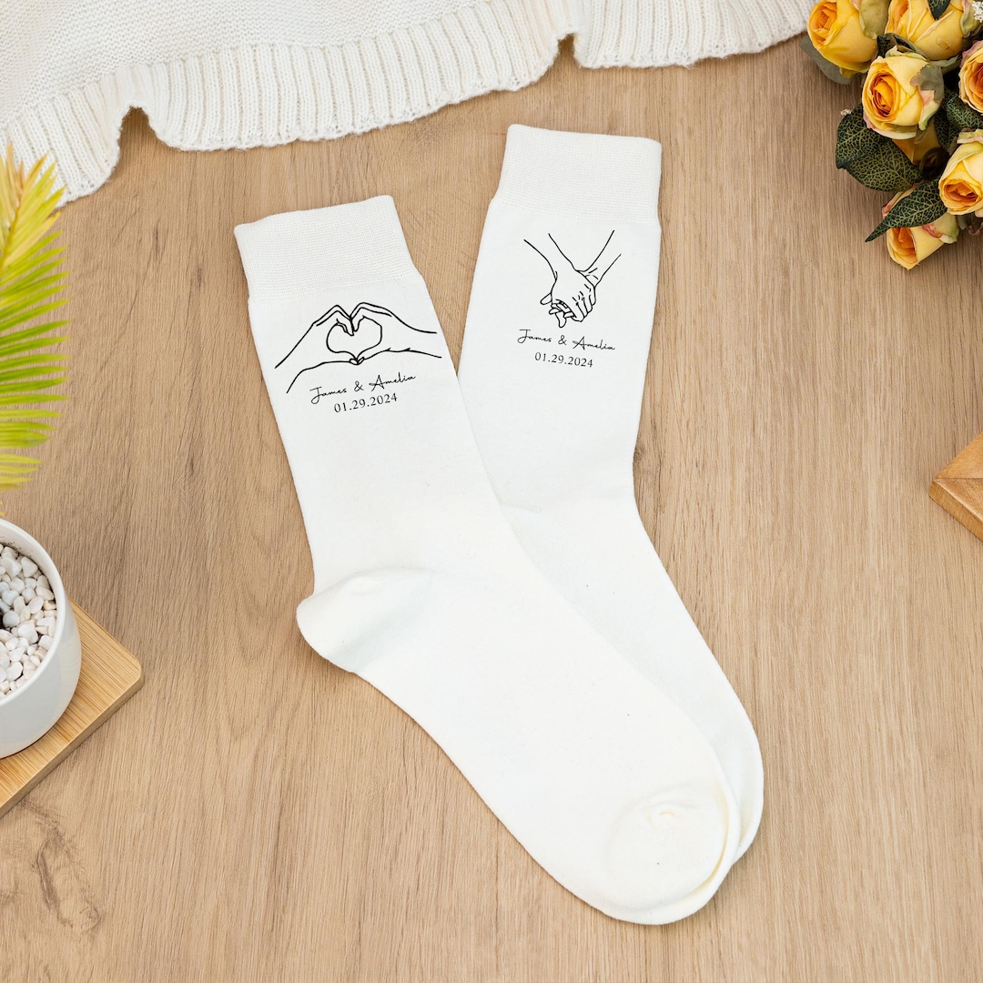 Custom Couple Socks With Names,personalized Socks,custom Names & Date ...