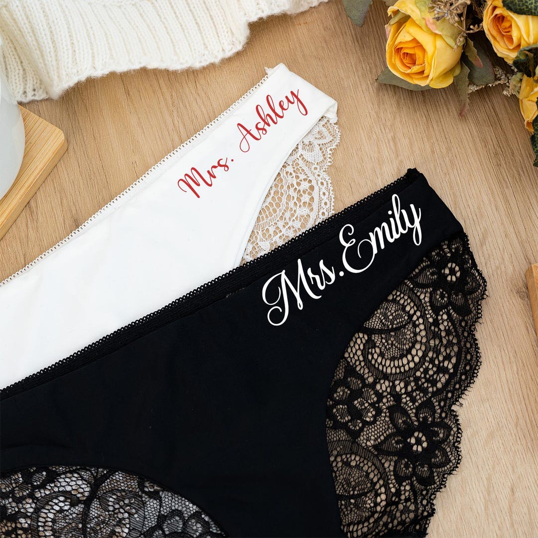 Lace Panties With Custom Name Personalized Bridesmaid Panties Honeymoon
