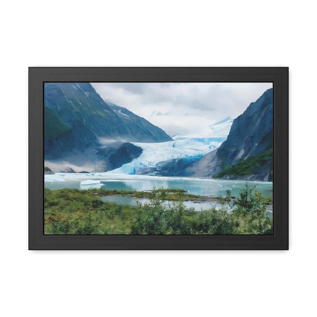 Glacier Framed Posters, Alaskan Watercolor Art Print, Nature Wall Decor ...