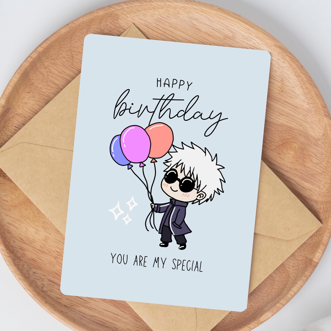 JJK Goj0 Birthday Card | Chibi Anime Birthday Greeting Card, Anime ...