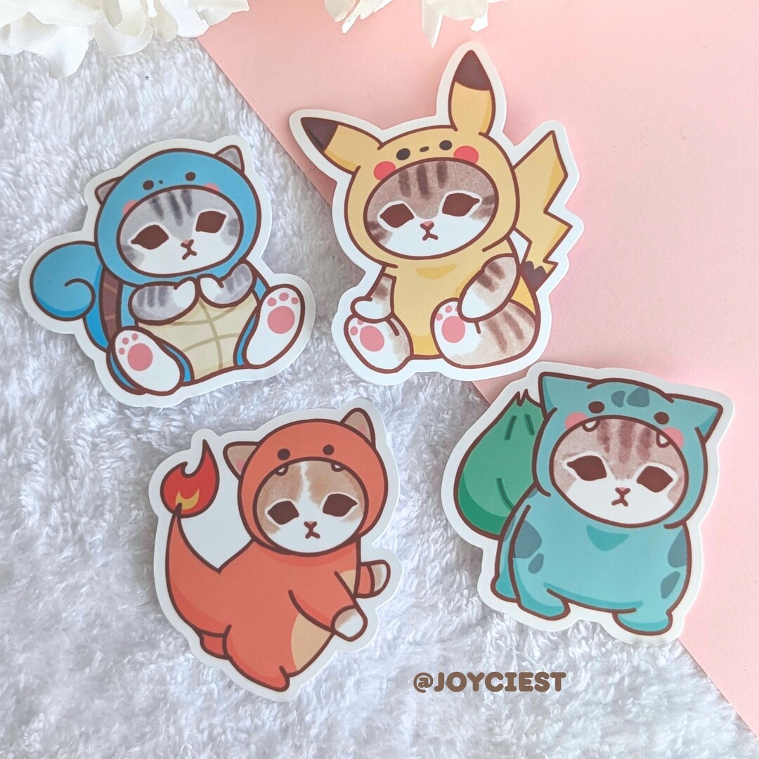 Mofusand Poke Cat Vinyl Stickers | Matte or Glossy | Journal, Laptop ...