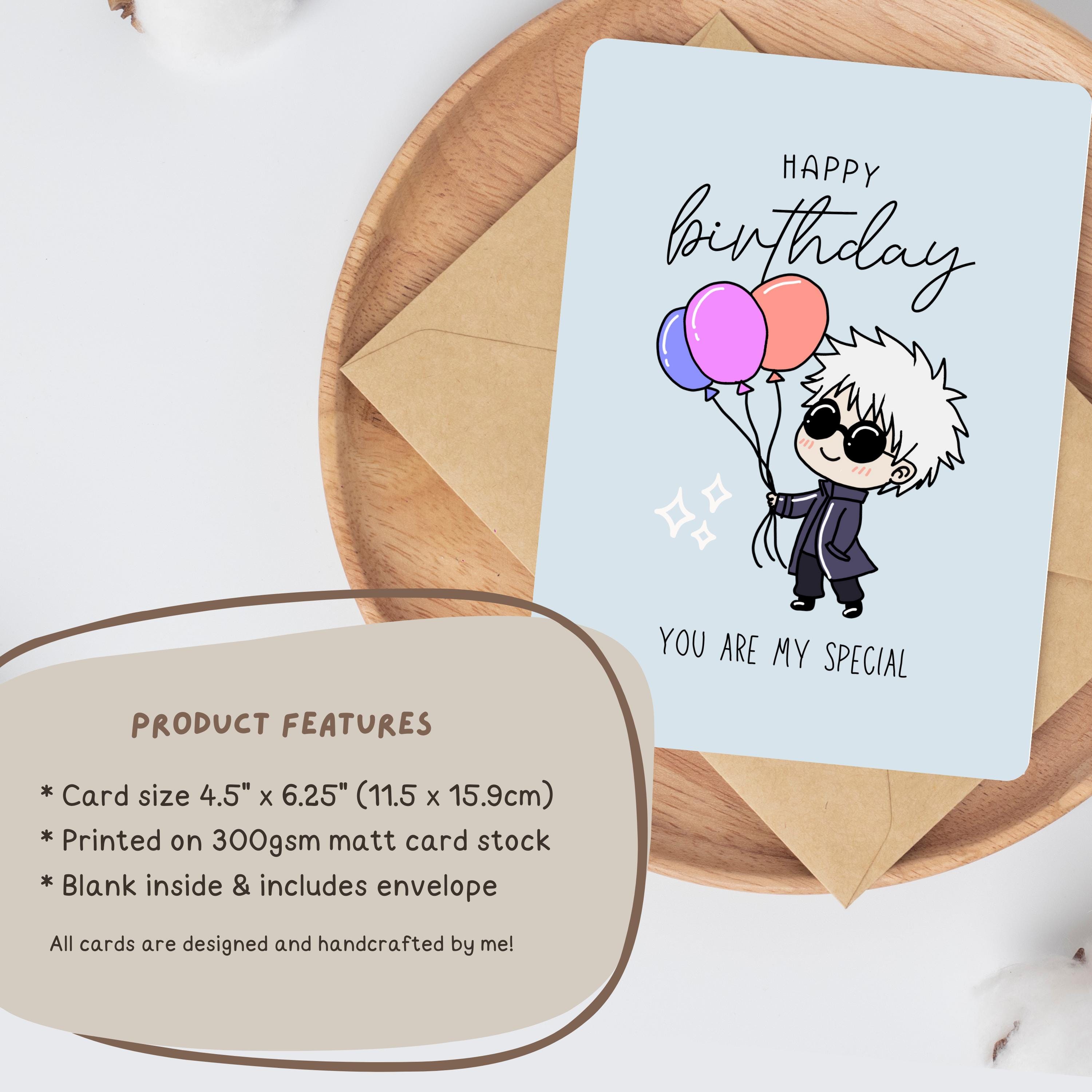 JJK Goj0 Birthday Card | Chibi Anime Birthday Greeting Card, Anime ...