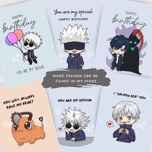 JJK Goj0 Birthday Card | Chibi Anime Birthday Greeting Card, Anime ...