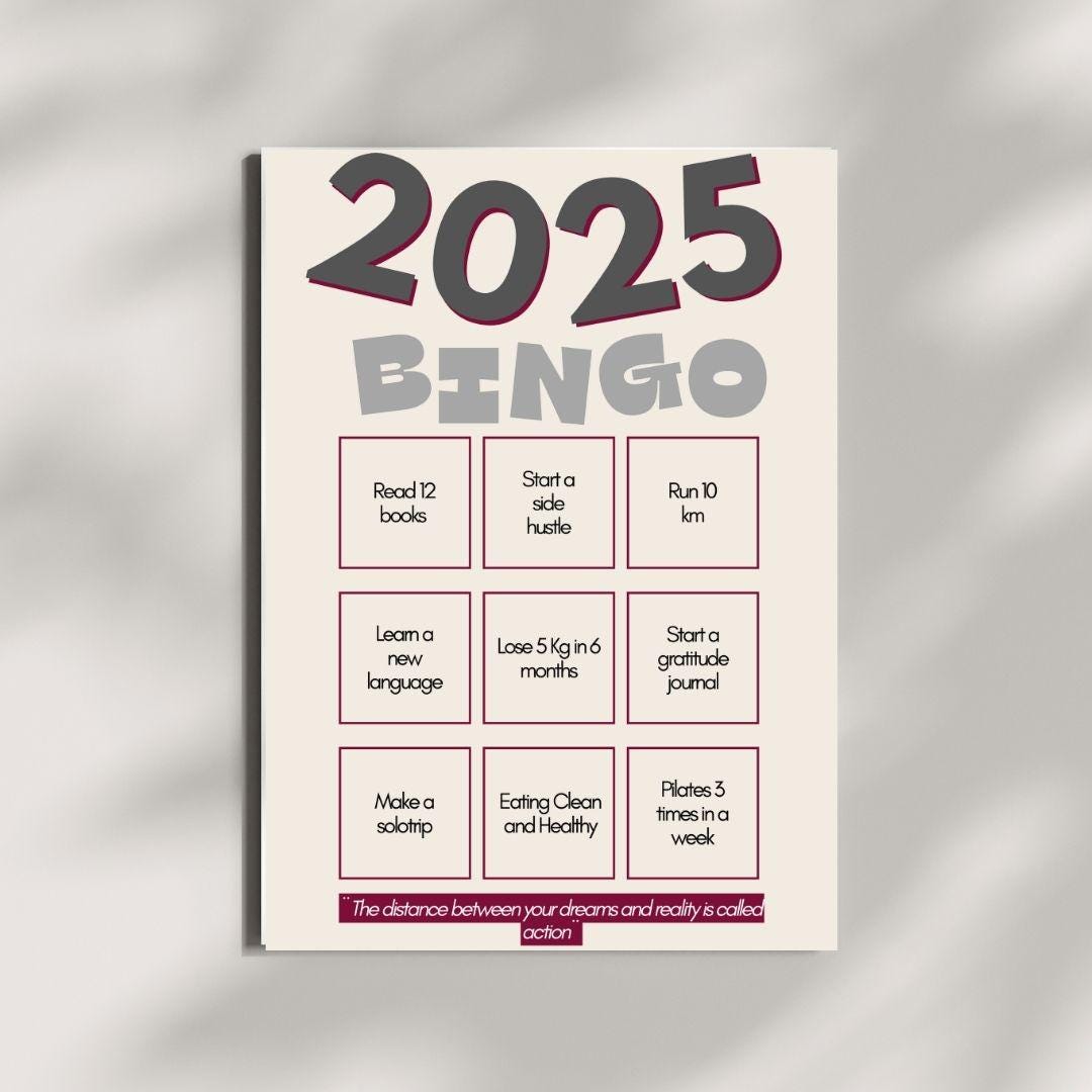 2025 Goal Setting Bingo Card Template Fun and Motivational Digital Goal ...