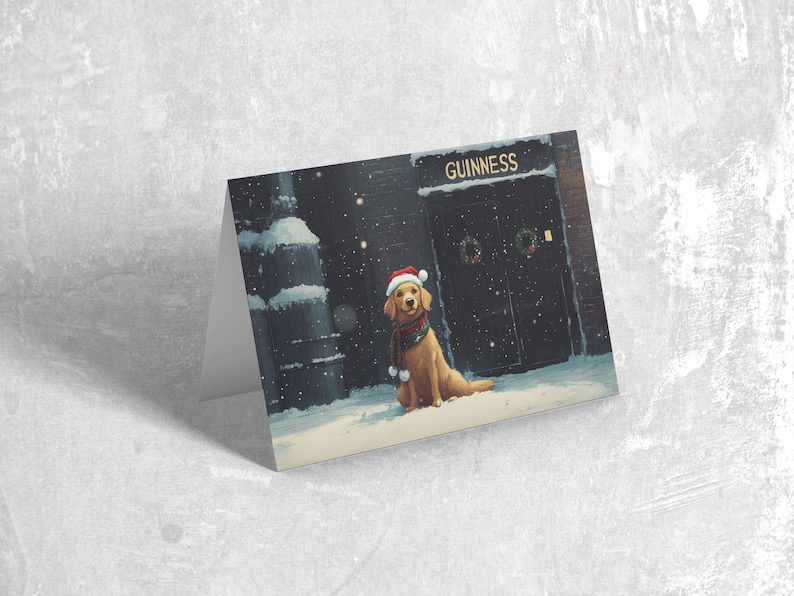 Golden Retriever Irish Christmas at Guinness Dublin - A6 Card - 350gsm ...