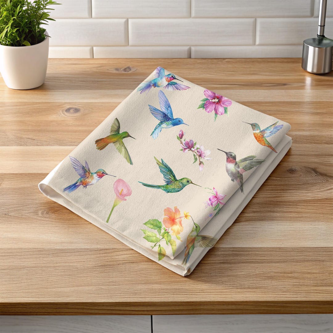 Hummingbird Tea Towels Cotton Kitchen Towel Hummingbird Home Decor ...