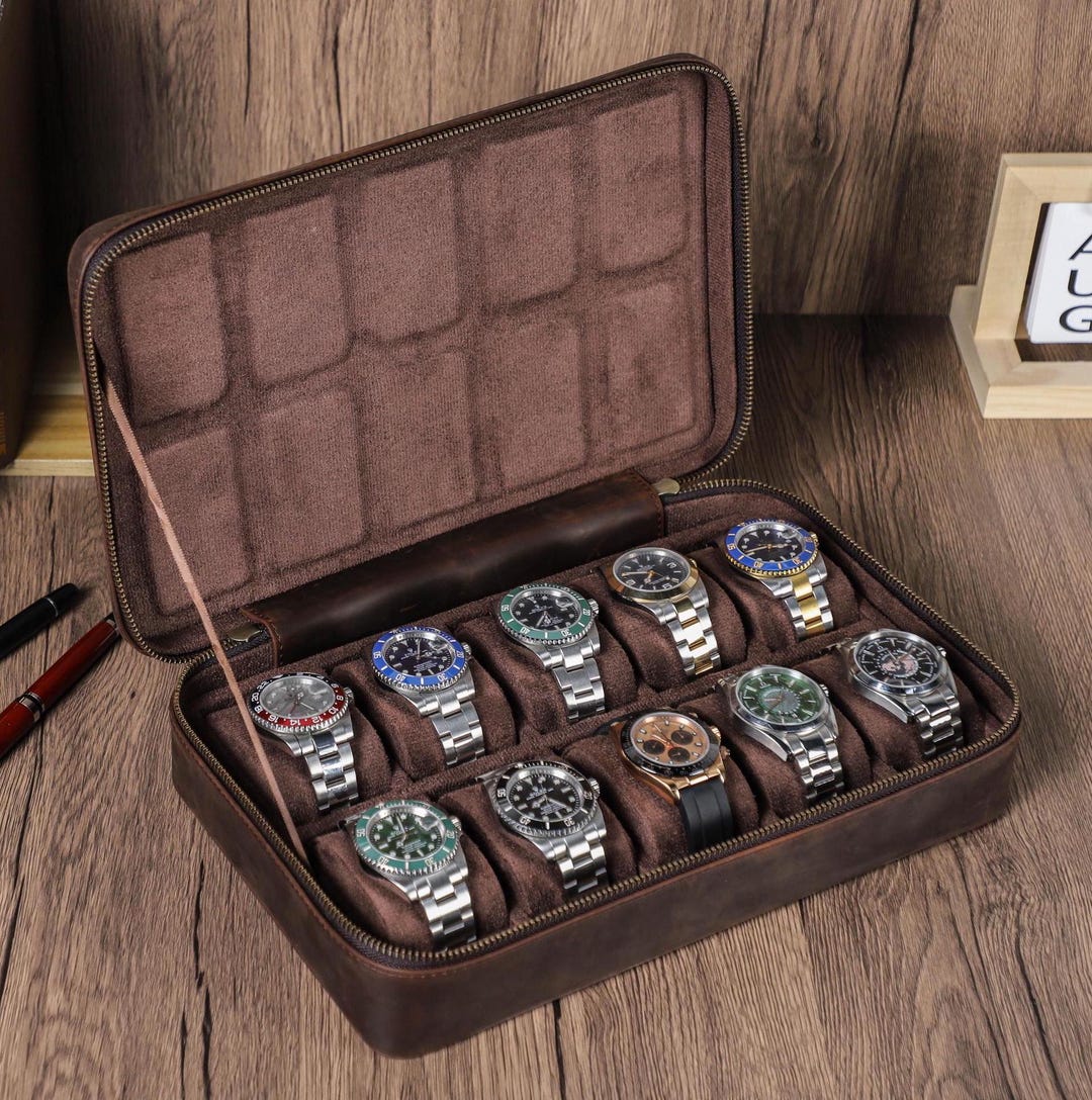 Leather Watch Storage Box 8/10/12 Slots, Leather Watch Case, Watch ...