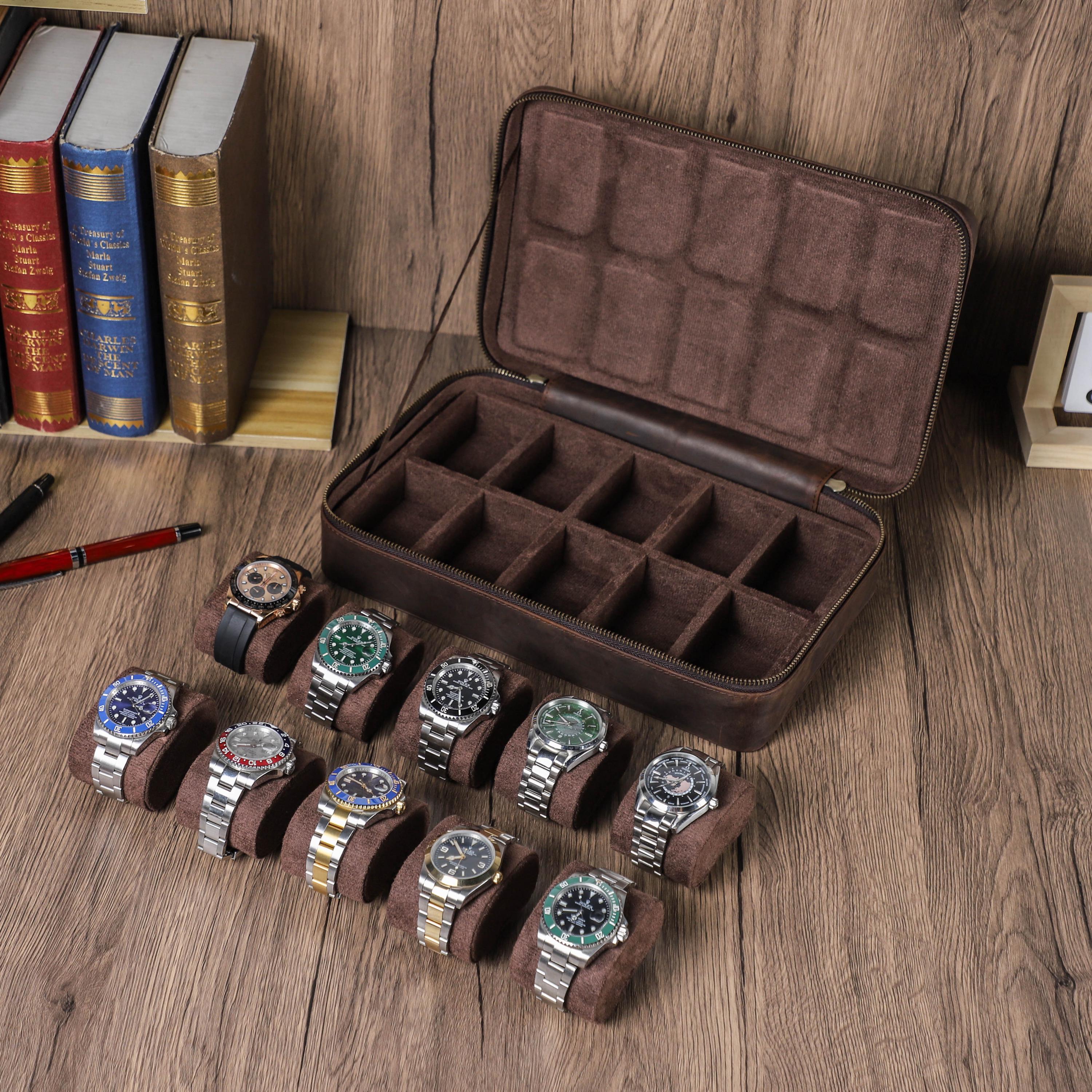 Leather Watch Storage Box 8/10/12 Slots, Leather Watch Case, Watch ...