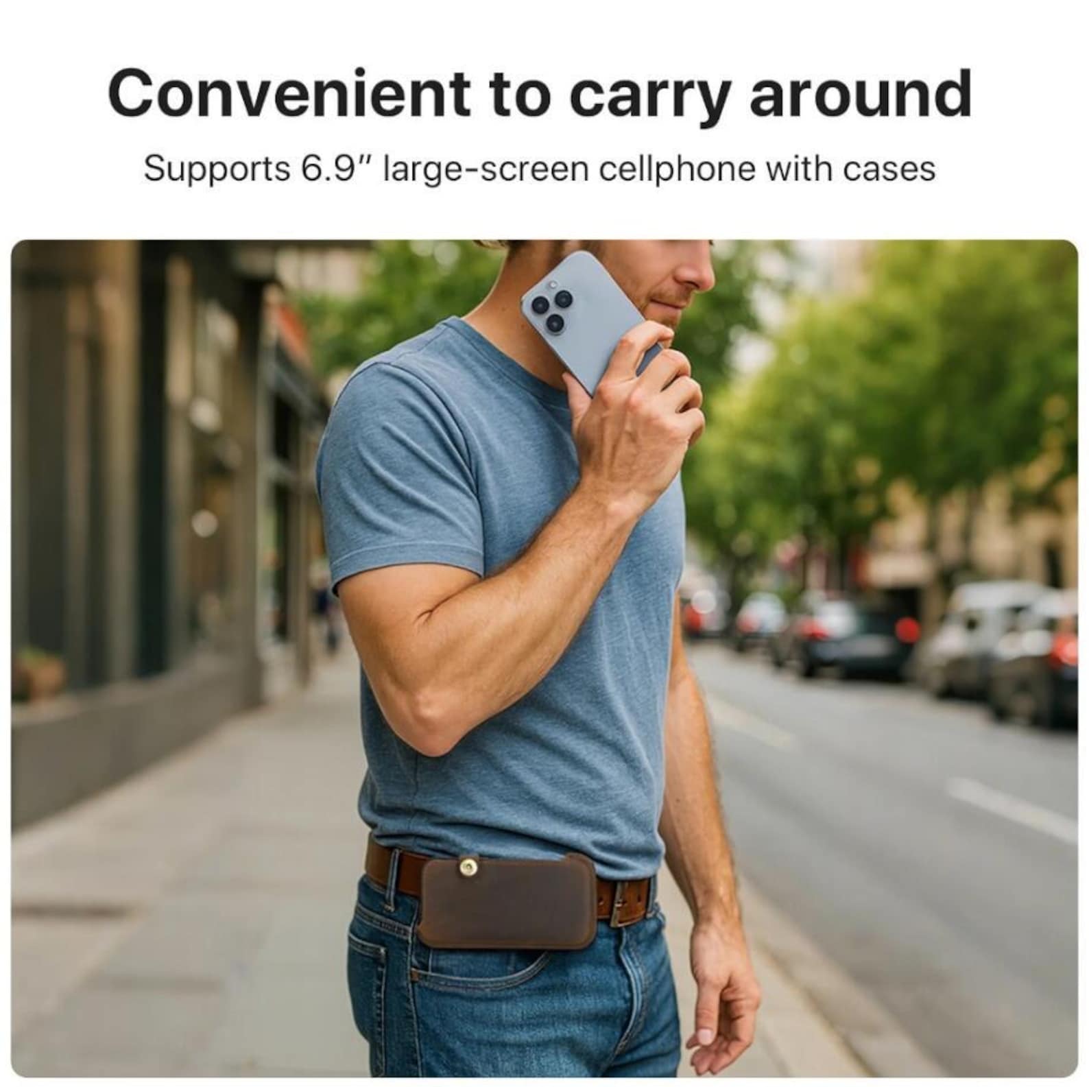 Personalized Leather Phone Pouch, 6.7-6.9 Inch Phone Holster With Belt ...