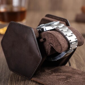 Personalized Leather Hexagonal Watch Box, 1/2 Watch Organizer Case ...
