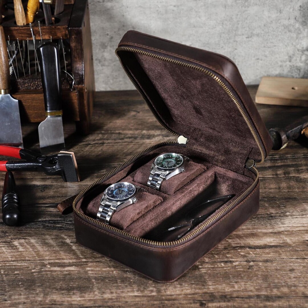 Handmade Jewelry Leather Box for Men, Watch Sunglasses Storage Box ...