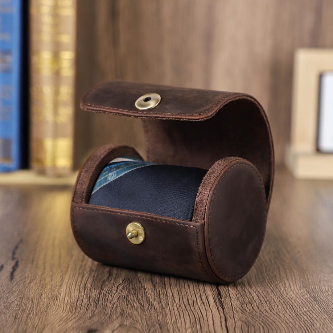 Custom Leather Tie Box, Travel Tie Case Box Organizer, Mens Necktie ...