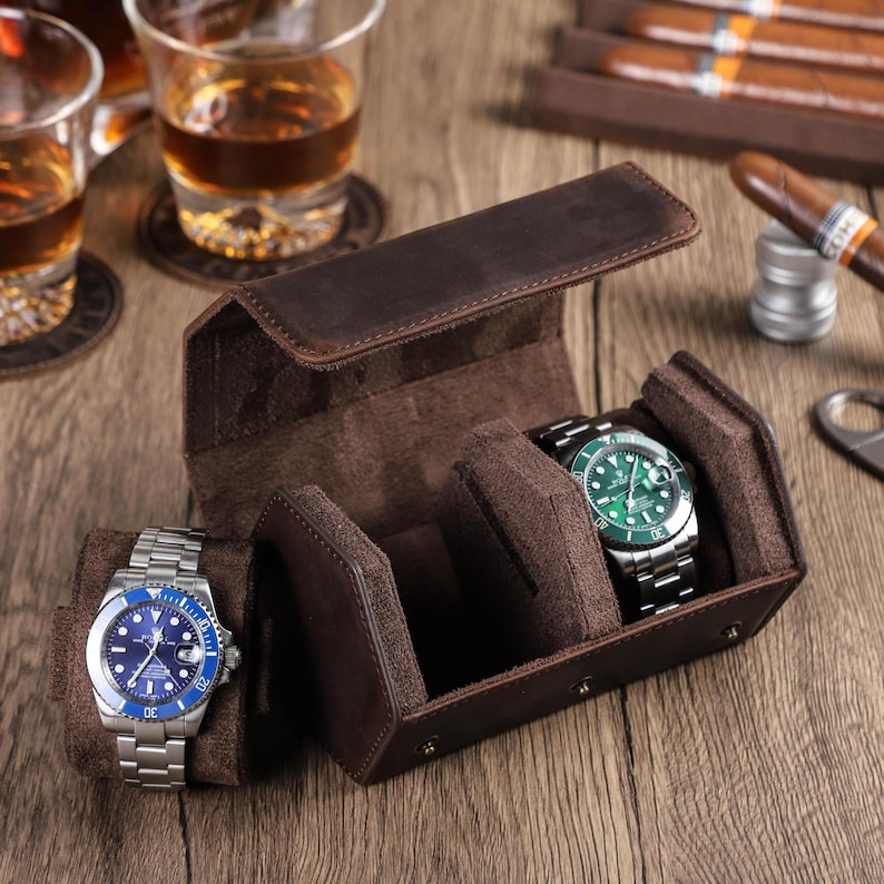 Personalized Leather Hexagonal Watch Box, 1/2 Watch Organizer Case ...