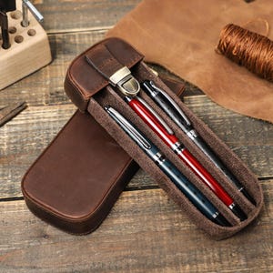 Custom Leather Pen Box, Fountain Pen Case, Leather Pen Holder, Office ...