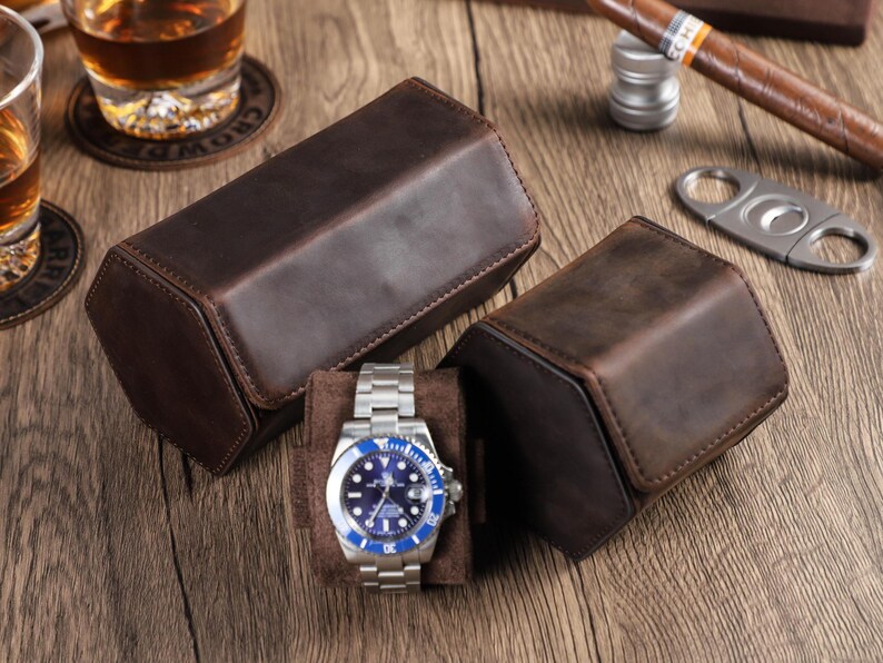 Personalized Leather Hexagonal Watch Box, 1/2 Watch Organizer Case ...