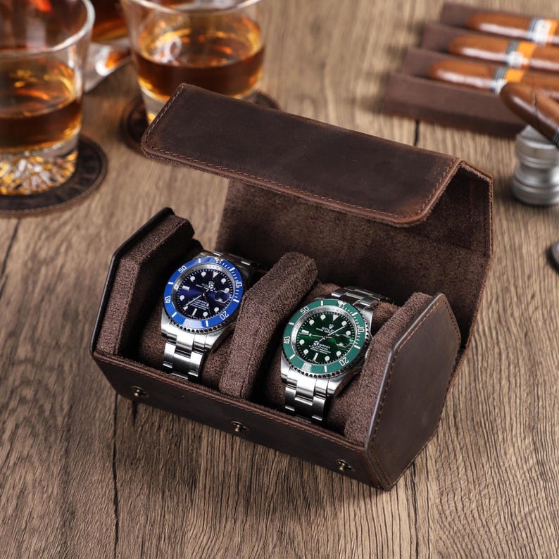 Personalized Leather Hexagonal Watch Box, 1/2 Watch Organizer Case ...