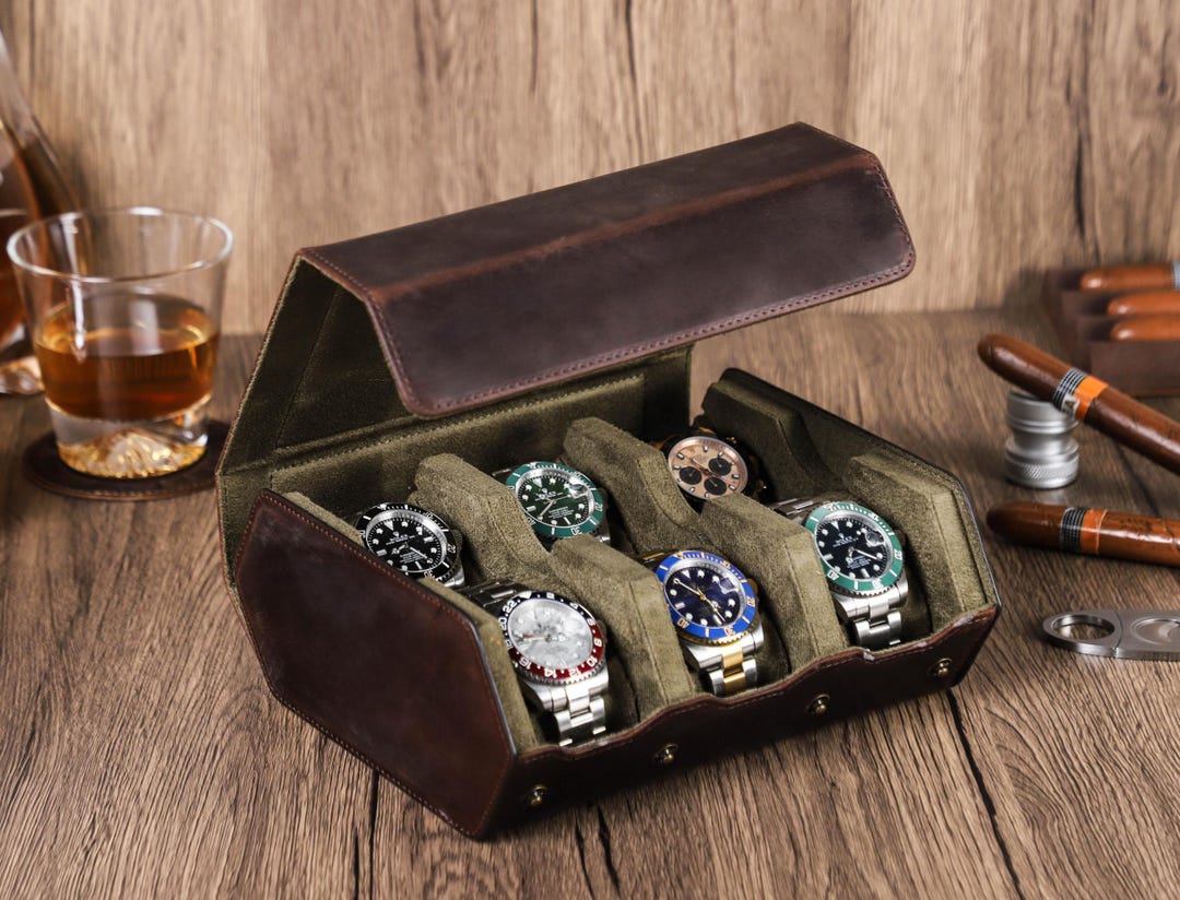 Leather Hexagon 6/8 Watch Box, Custom Watch Organizer Case, Watch Roll ...