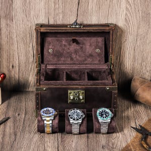 Luxury Leather Watch Organizer Box, Leather Watch Display Box With Lock ...