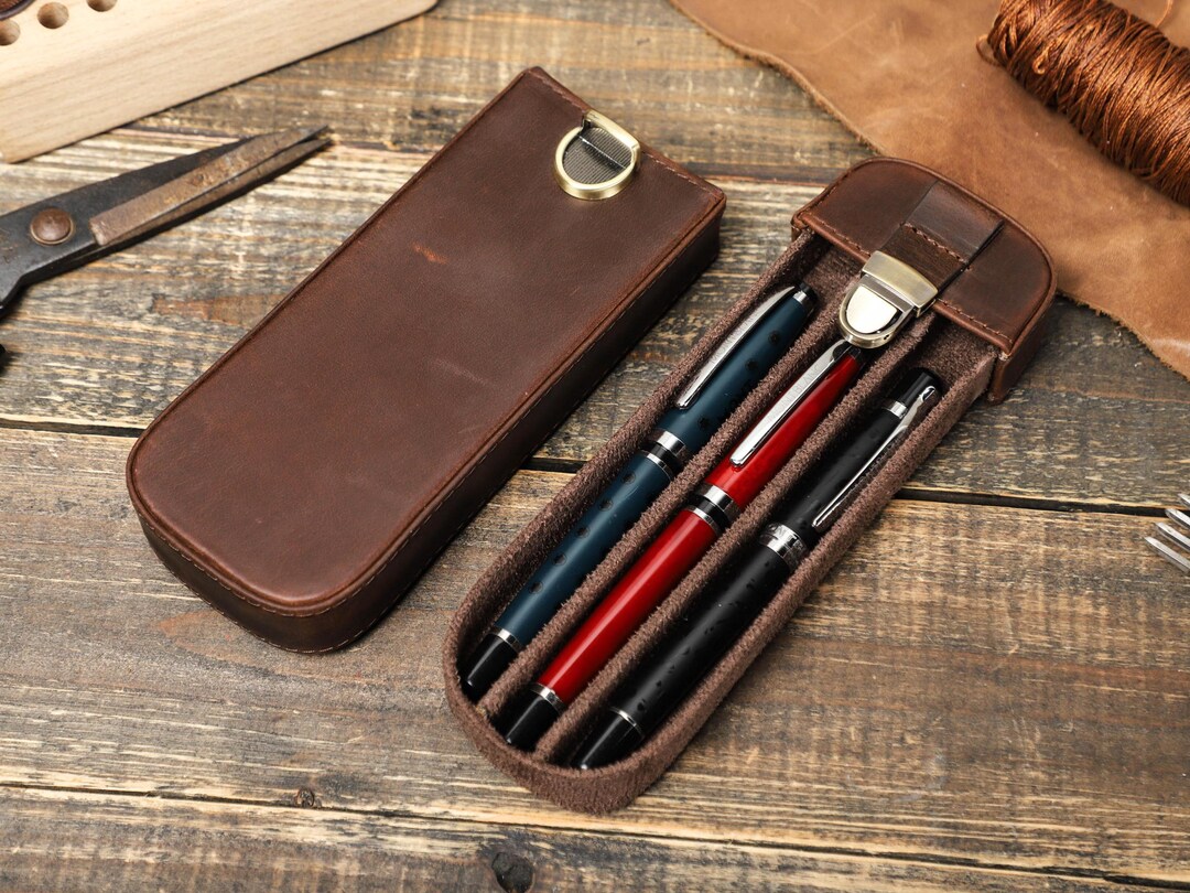 Personalized Leather Pen Case, Fountain Pen Box, Handmade Leather Pen ...