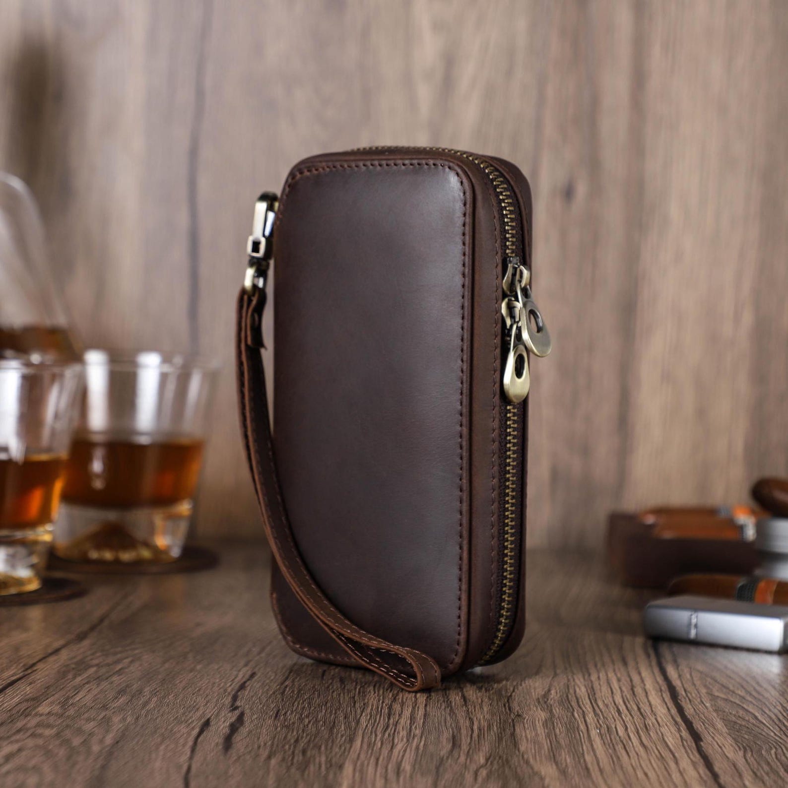 Handmade Leather Watch Case, Watch Men Organizer, 2 Slots Watch Travel ...