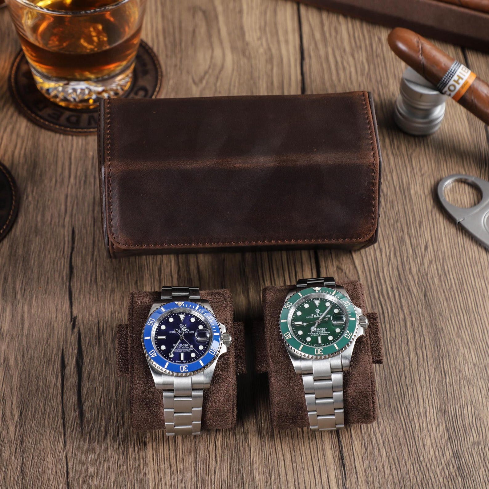 Personalized Leather Hexagonal Watch Box, 1/2 Watch Organizer Case ...