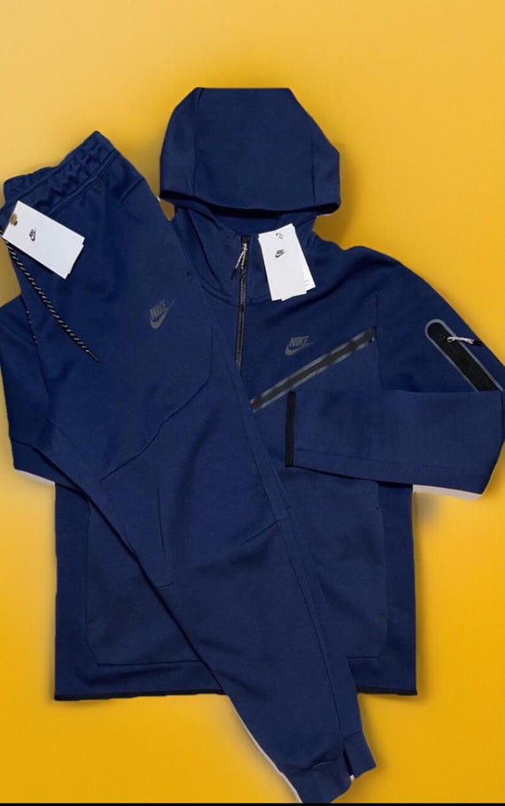 Nike Tech Fleece Navy Blue Tracksuit Windrunner - War… - Gem