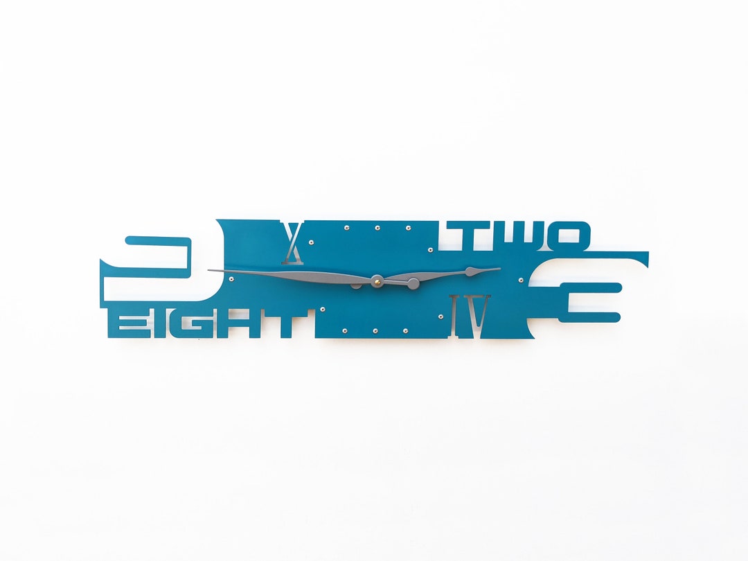 Outnumbered V Rectangular Wall Clock in Lagoon Blue, Laser Cut Metal ...
