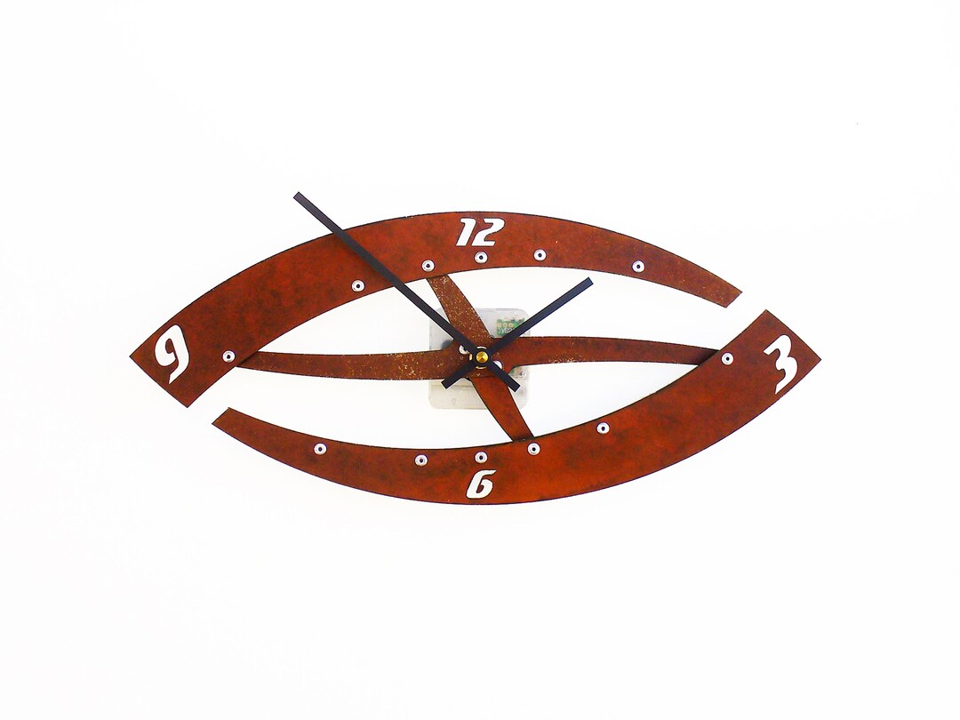 Rustic Modern Wall Clock | Eye-shaped Minimalist Design in Distressed ...