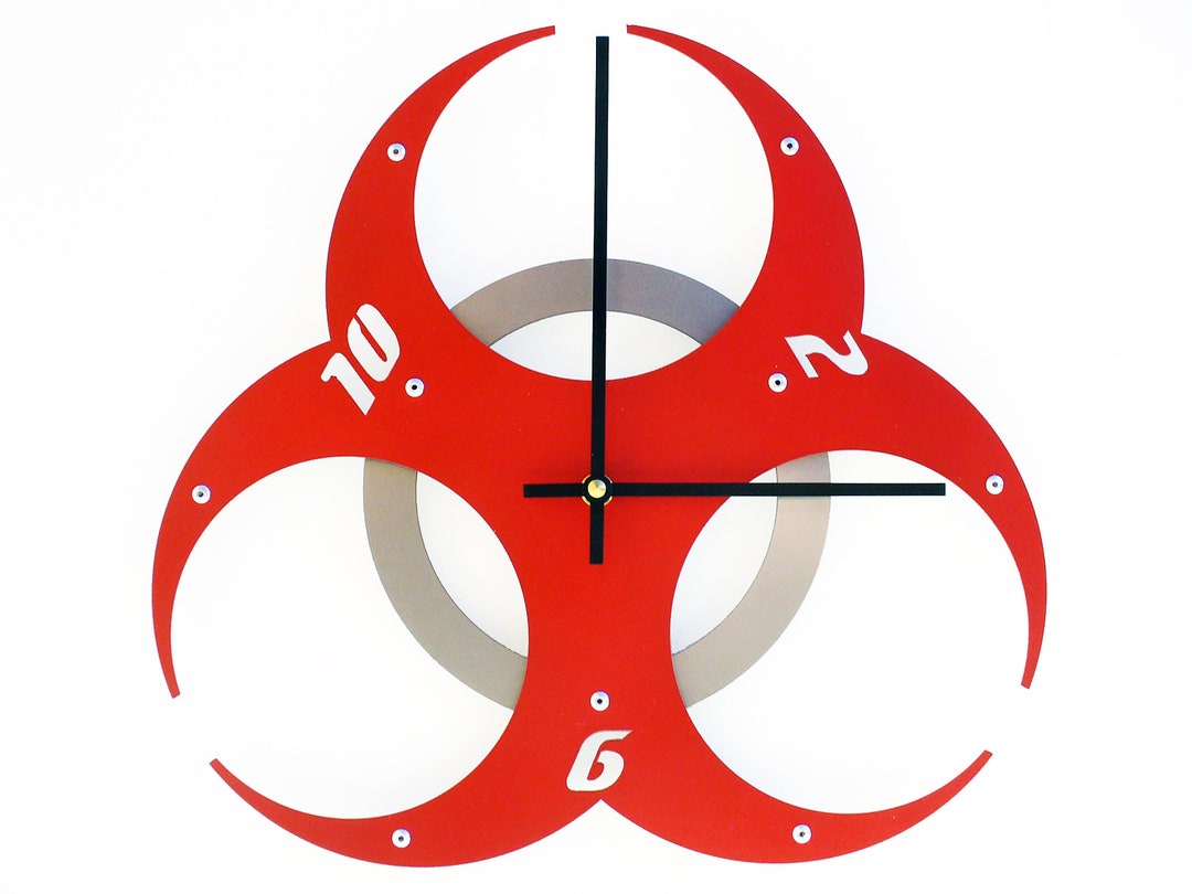 Biohazard Wall Clock, Red Creepy and Spooky Halloween Decoration ...