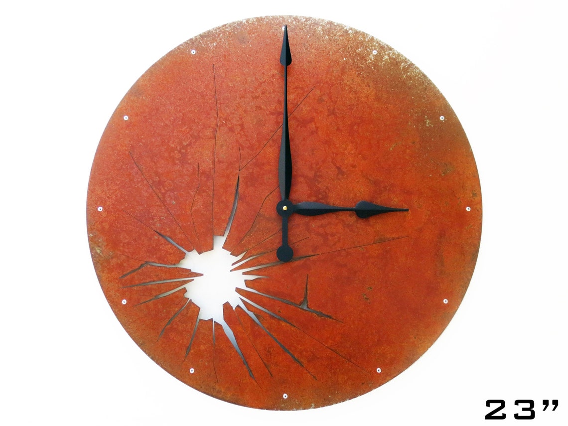 Extra Large Wall Clock Unique Rustic / Giant Metal Big | Etsy