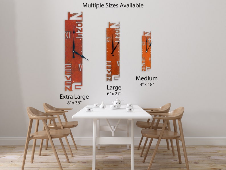 Handcrafted Modern Industrial Wall Clock | Vertical Rust Finish Design ...