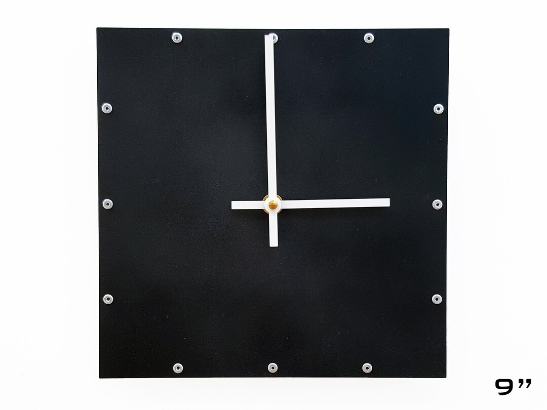 Square Wall Clock / Black Metal Art Minimalist Design / - Etsy