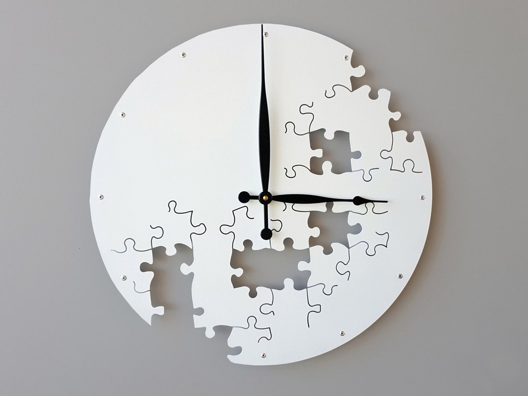 Puzzle V Round Wall Clock / Industrial Modern Metal Wall Art / Original ...
