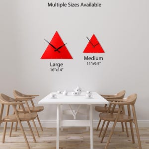 Modern Red Triangle Wall Clock | Geometric Minimalist Wall Art | Bold ...