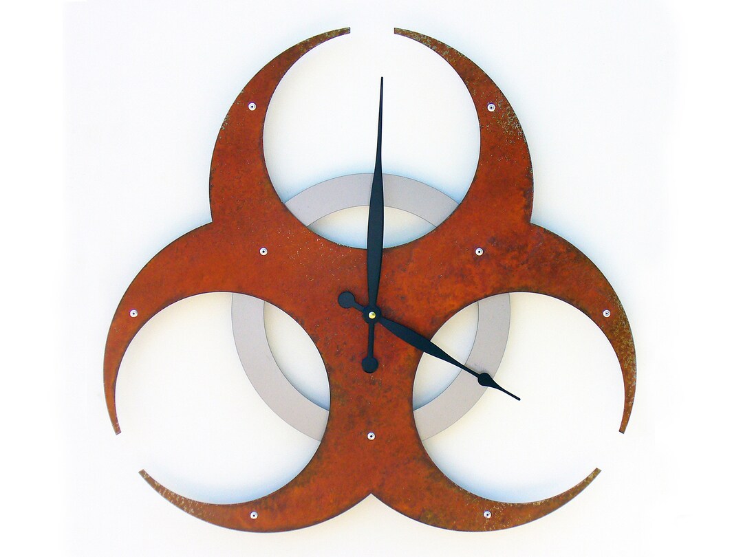 Biohazard I Unusual Wall Clock / Rustic Metal Art Distressed Steampunk ...