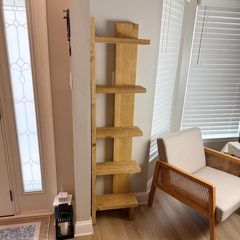 Solid Natural Wood Corner Bookcase Bookshelf - Etsy