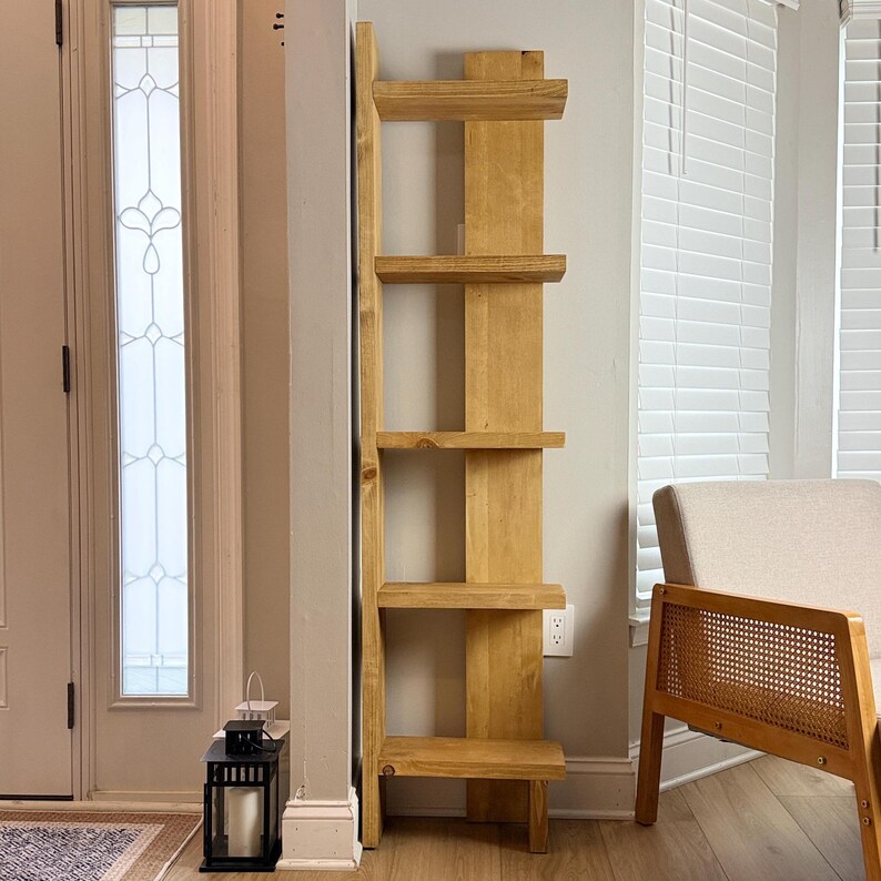 Solid Natural Wood Corner Bookcase Bookshelf - Etsy