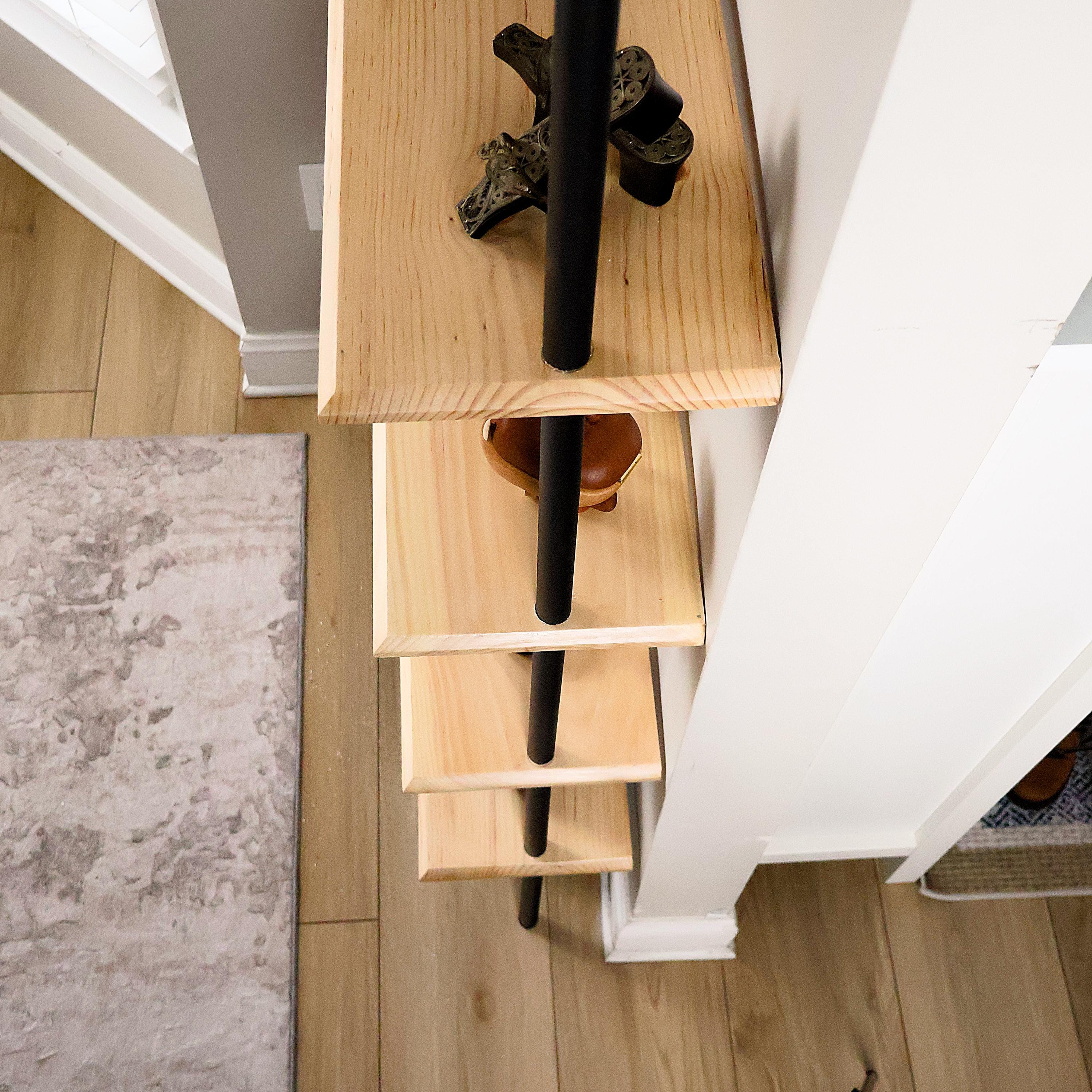 Solid Wood Ladder Floating Shelves: Customizable Bookshelf - Etsy