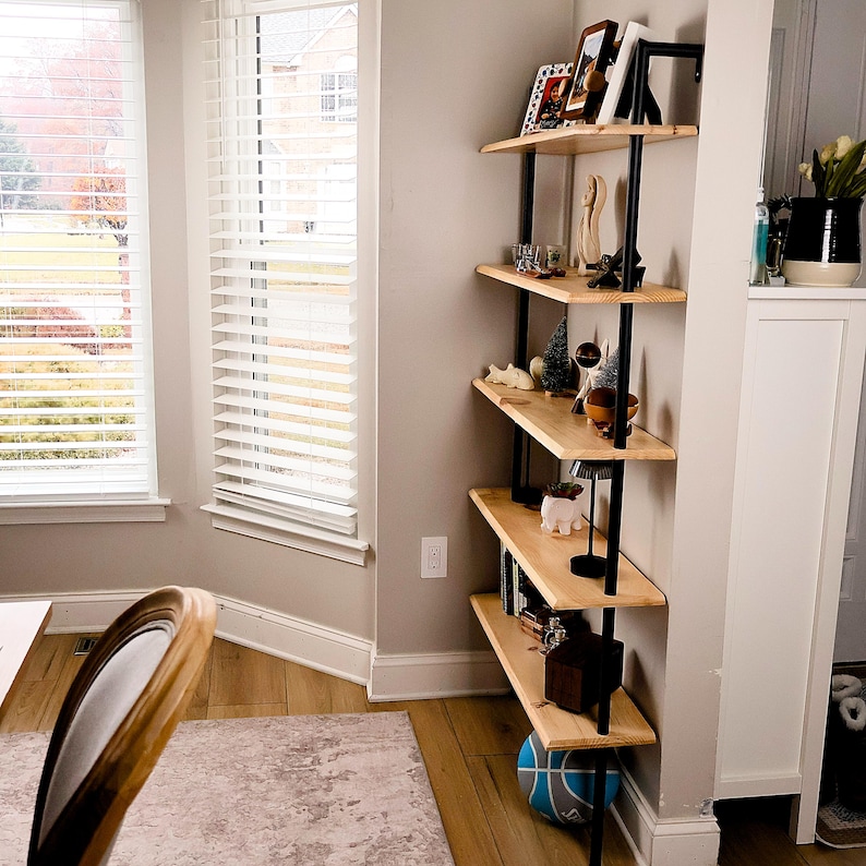 Solid Wood Ladder Floating Shelves: Customizable Bookshelf - Etsy