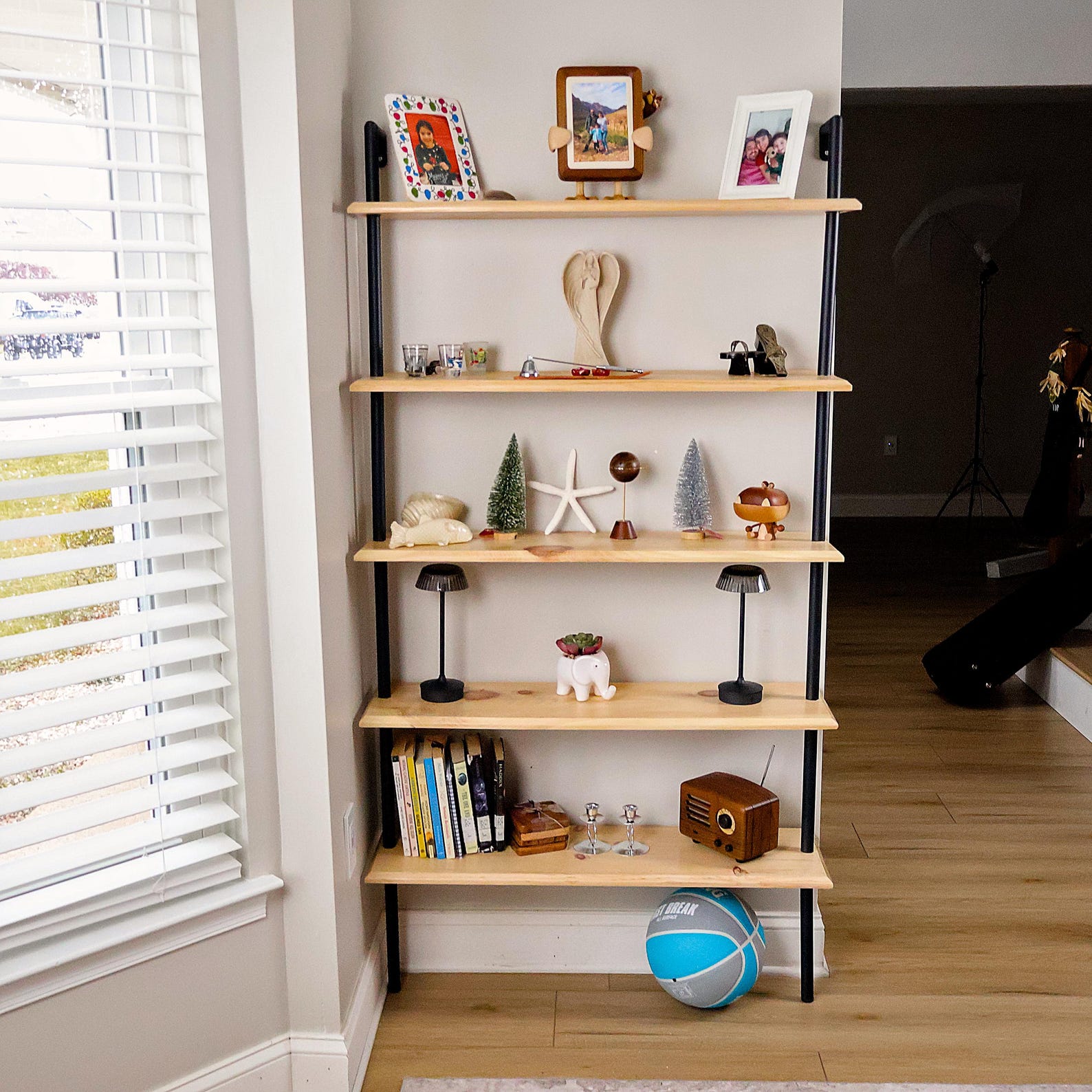 Solid Wood Ladder Floating Shelves: Customizable Bookshelf - Etsy