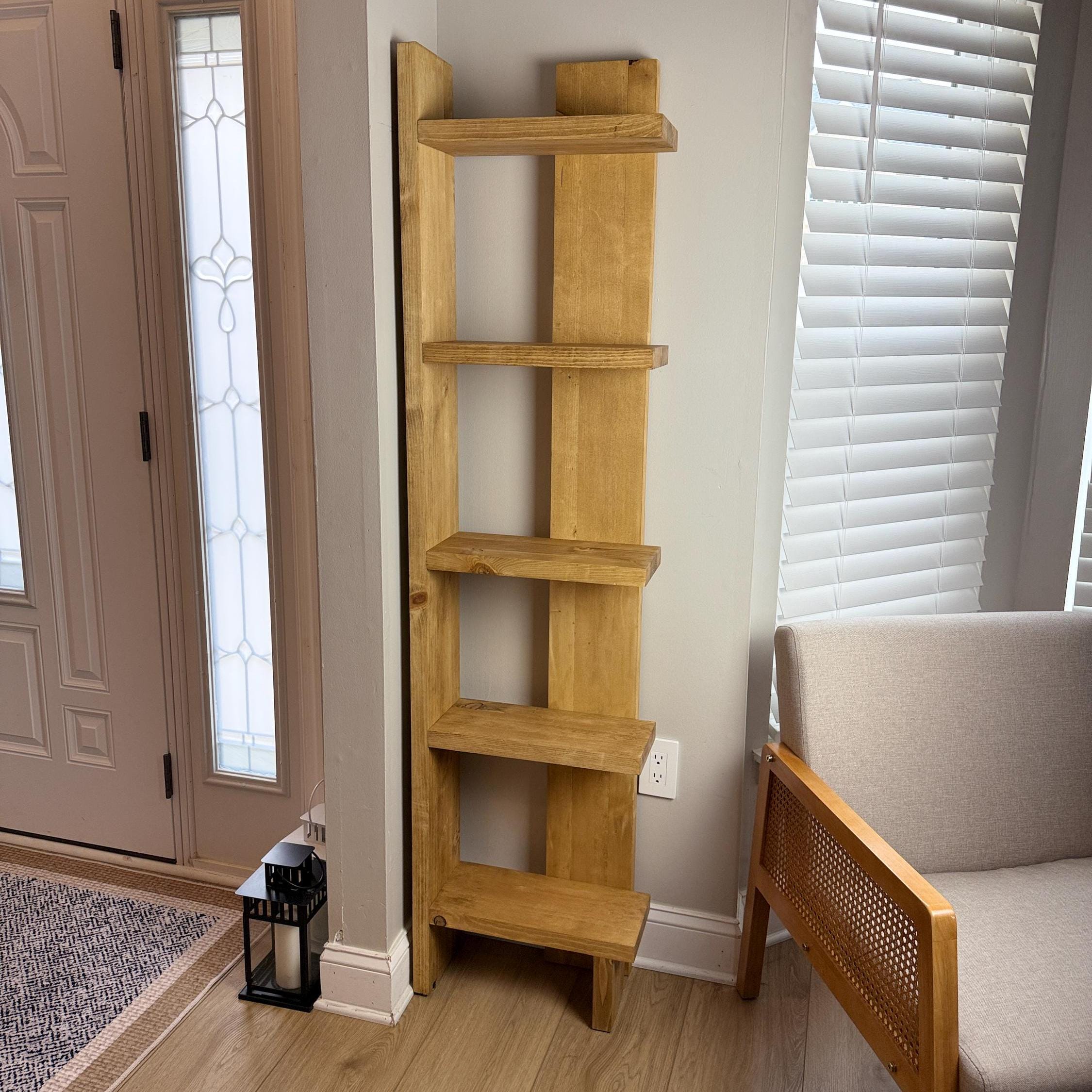 Solid Natural Wood Corner Bookcase Bookshelf - Etsy