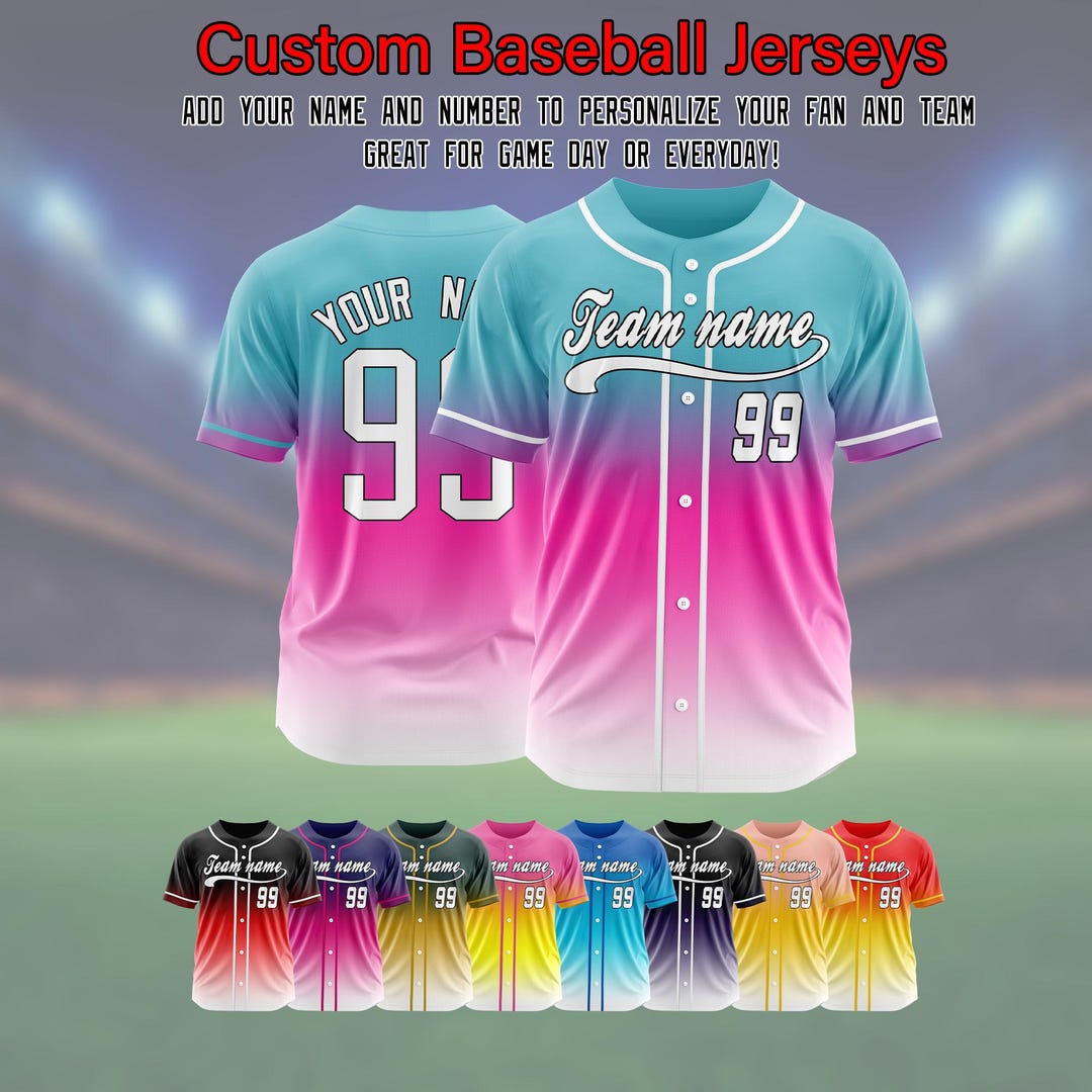 Classic Three-color Gradient Custom Jerseys. Name, Number and Team Name ...