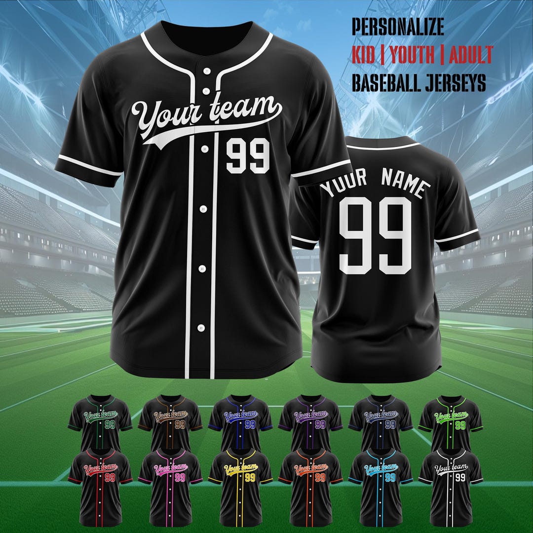 Custom Baseball Jersey Personalized With Name & Number, Team Uniform ...