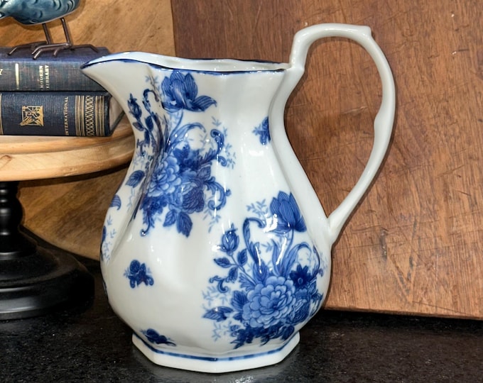 Vintage Victoria Ware Blue and White Floral Chinoiserie Style Pitcher ...