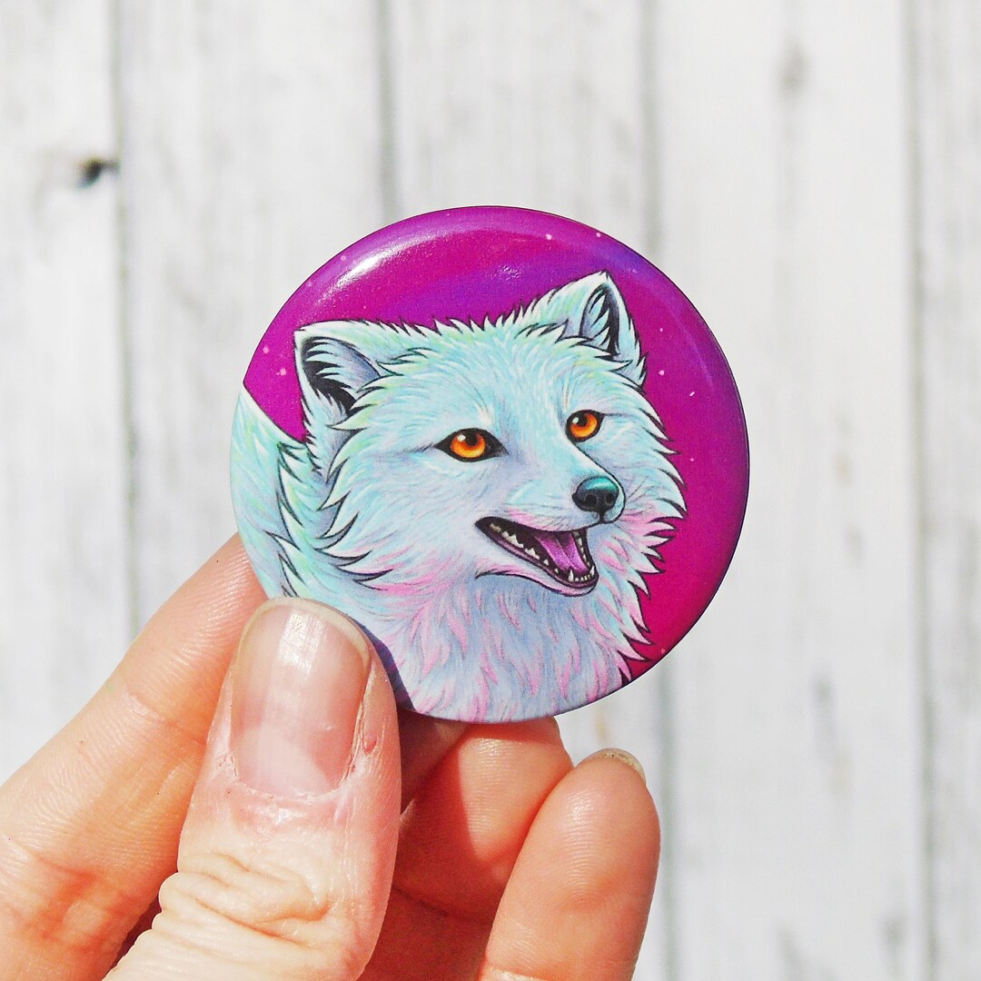 Arctic Fox Illustration Badge 44mm (x1) - Etsy